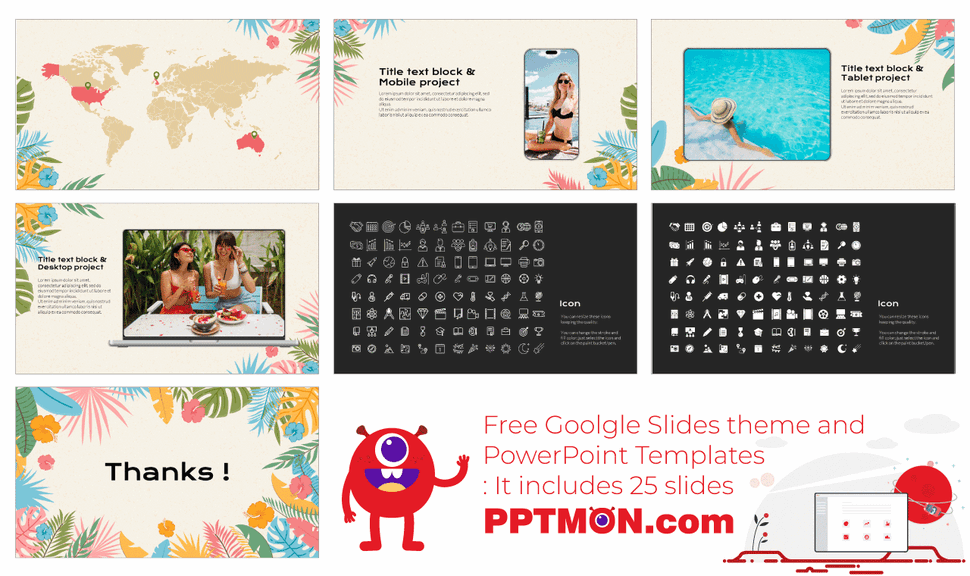 Tropical Summer Aesthetic Google Slides PowerPoint Templates