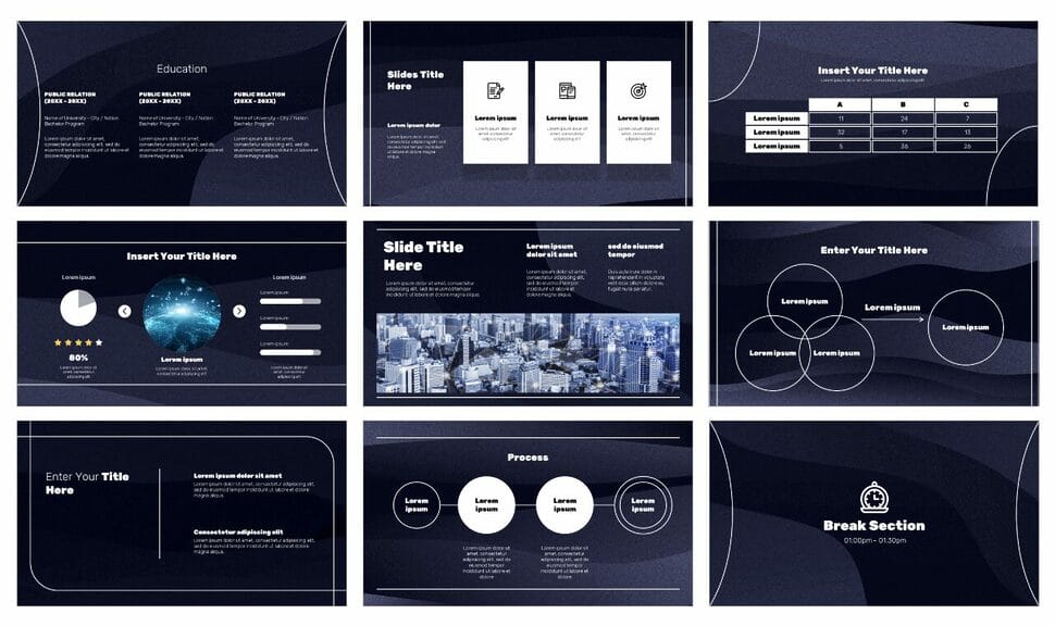 Simple Dark Waves Google Slides Themes PowerPoint Templates
