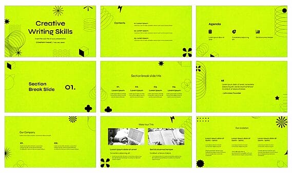 Creative Writing Skills Google Slides Theme PowerPoint Templates