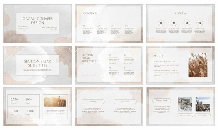 Organic Shape Design Google Slide Themes PowerPoint Template