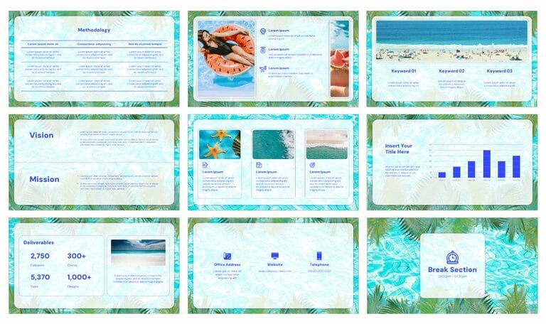 Summer Swimming Pool Google Slides PowerPoint Templates