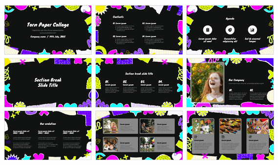 Torn Paper Collage Presentation Templates - Google Slides & PPT