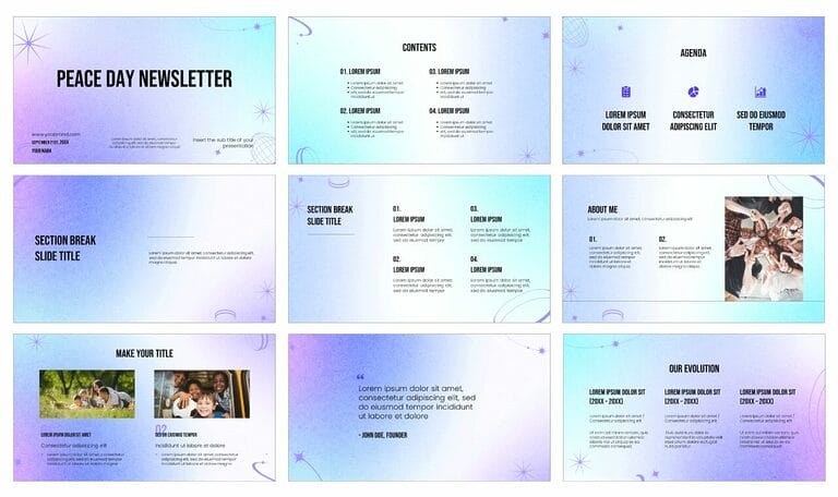 Peace Day Newsletter Google Slides Themes PowerPoint Template