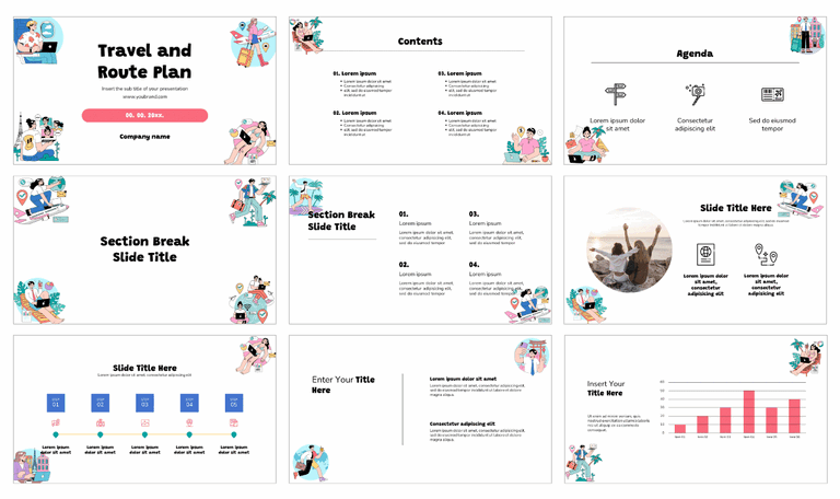 Travel and Route Plan Google Slides Theme PowerPoint Templates