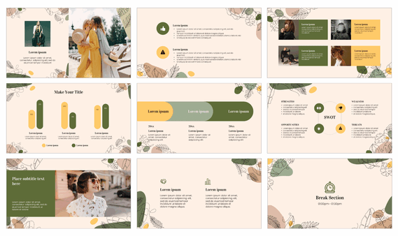 Tropical Line Art Free Google Slides Theme PowerPoint Templates