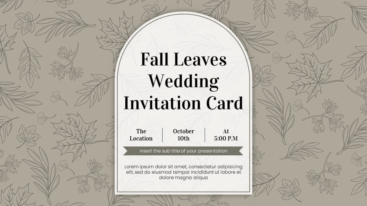 Fall Leaves Wedding Invitation Card Google Slides PPT Templates