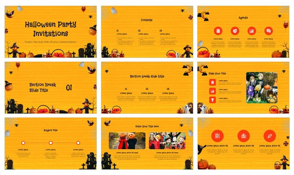 Halloween Party Invitations Google Slides PowerPoint Templates