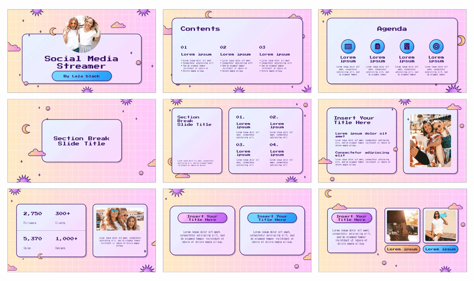 Social Media Streamer Google Slides Theme PowerPoint Template