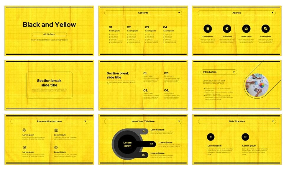 Black and Yellow Google Slides Themes PowerPoint Templates