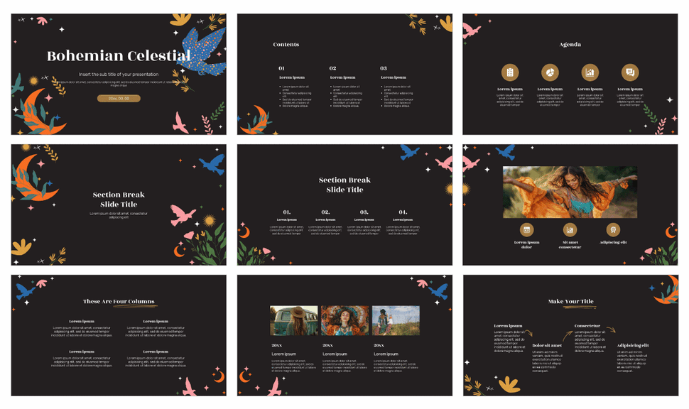 Bohemian Celestial Google Slides Themes PowerPoint Templates