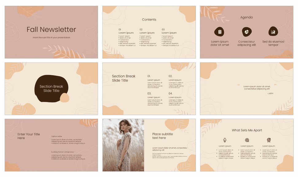 Fall Newsletter Presentation Templates - Google Slides PowerPoint