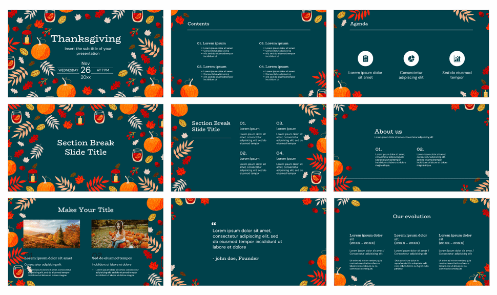 Thanksgiving Day Free Presentation Template - Google Slides PPT