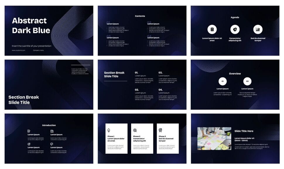 Abstract Dark Blue Google Slides Themes PowerPoint Templates
