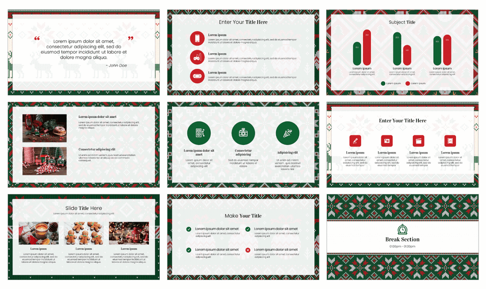 Christmas Knitted Pattern Google Slides PowerPoint Templates