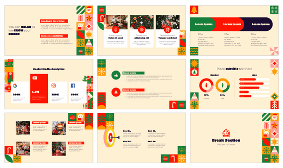 Christmas Seamless Pattern Google Slides PowerPoint Templates