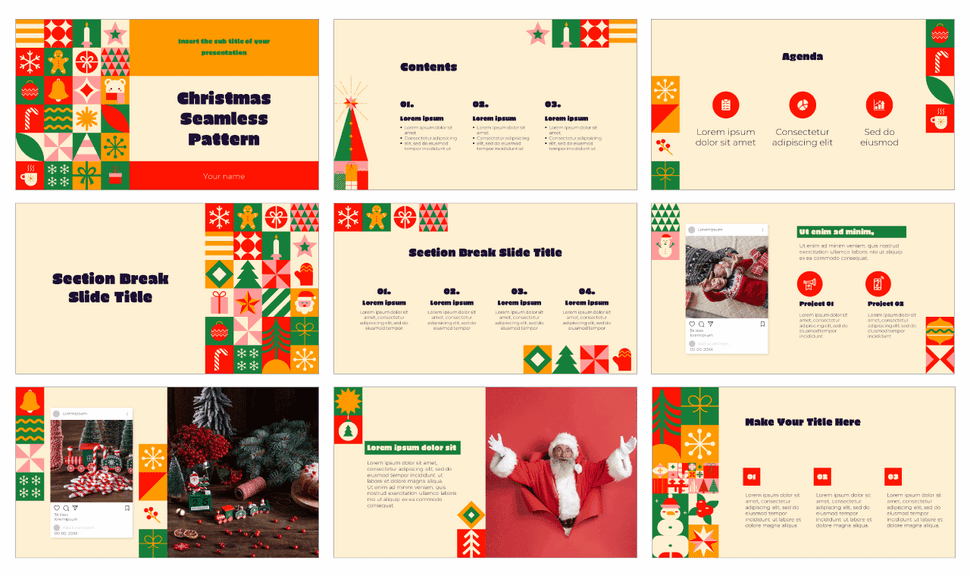 Christmas Seamless Pattern Google Slides PowerPoint Templates