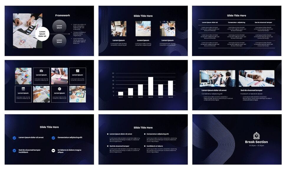 Abstract Dark Blue Google Slides Themes PowerPoint Templates