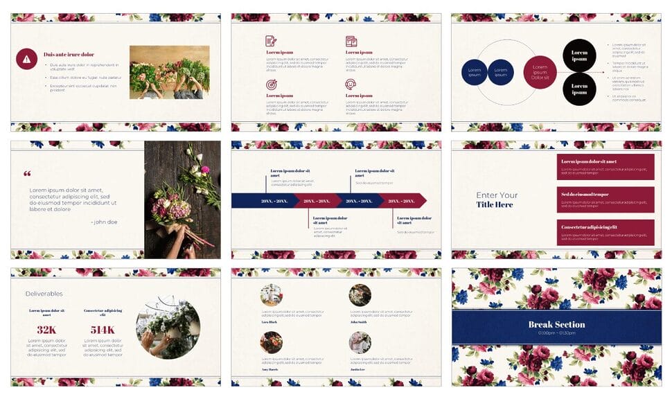Vintage Floral Pattern Google Slides Theme PowerPoint Templates