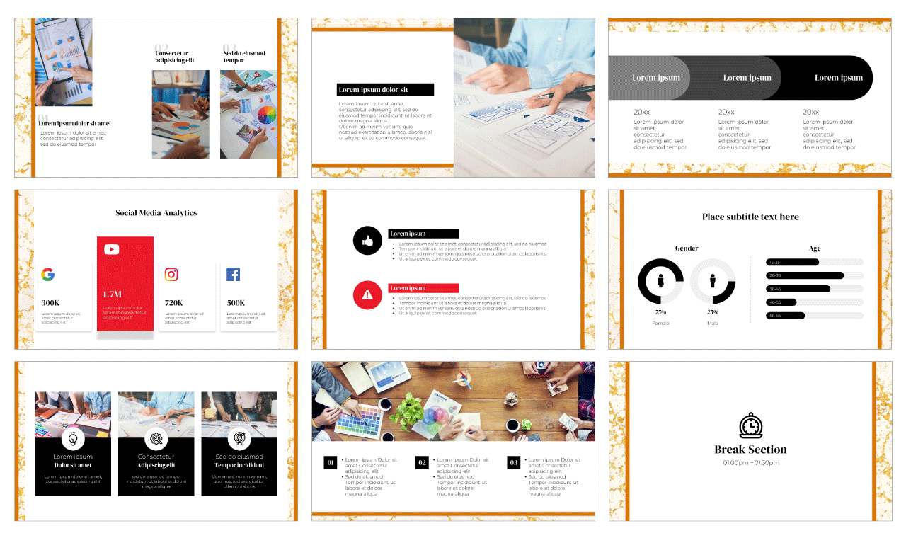 White Gold Marble Google Slides Themes PowerPoint Templates