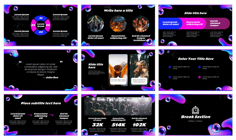 Neon Party Free Presentation Templates Google Slides PowerPoint