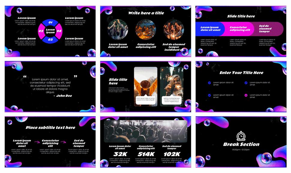 Neon Party Free Presentation Templates Google Slides PowerPoint