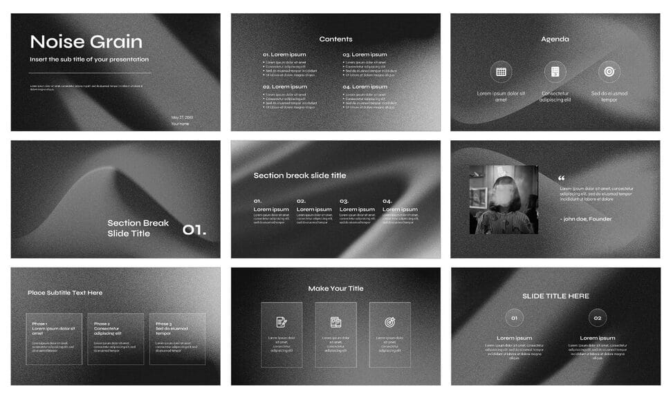 Noise Grain Presentation Templates - Google Slides PowerPoint