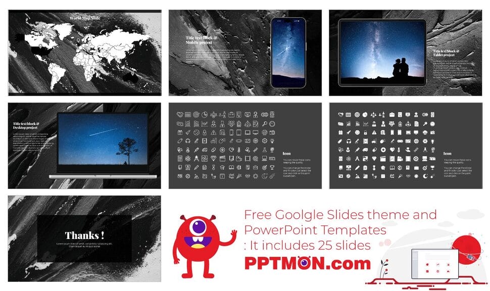 Rough of Black and White Google Slides PowerPoint Templates