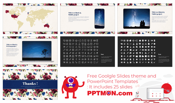 Vintage Floral Pattern Google Slides Theme PowerPoint Templates