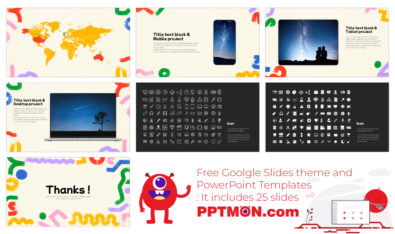 Colored Grunge Brushes Free Google Slides PowerPoint Template