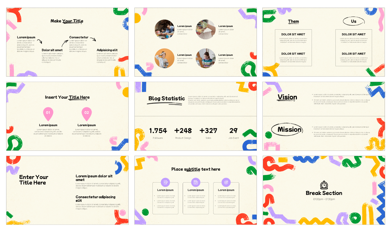 Colored Grunge Brushes Free Google Slides PowerPoint Template