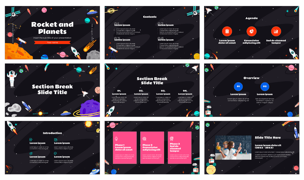 Rocket and Planets Google Slides Themes PowerPoint Templates