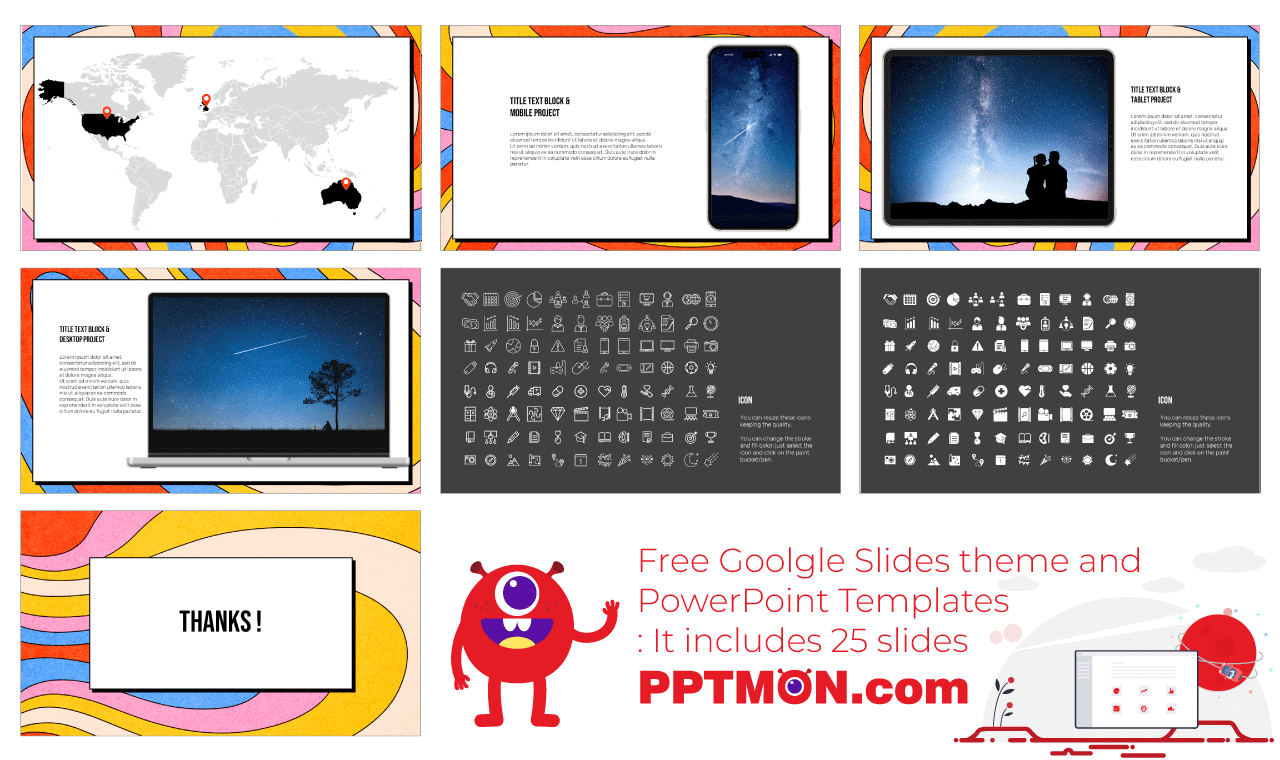 Retro Groovy Psychedelic Google Slides PowerPoint Templates