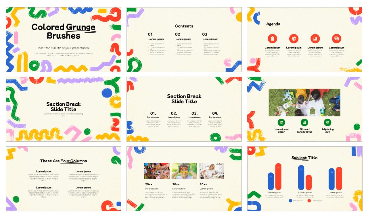 Colored Grunge Brushes Free Google Slides PowerPoint Template