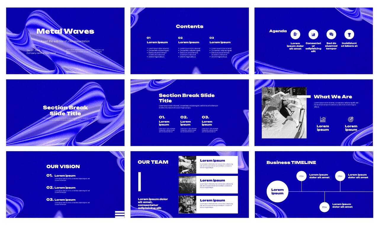 Metal Waves Free Presentation Templates - Google Slides & PPT
