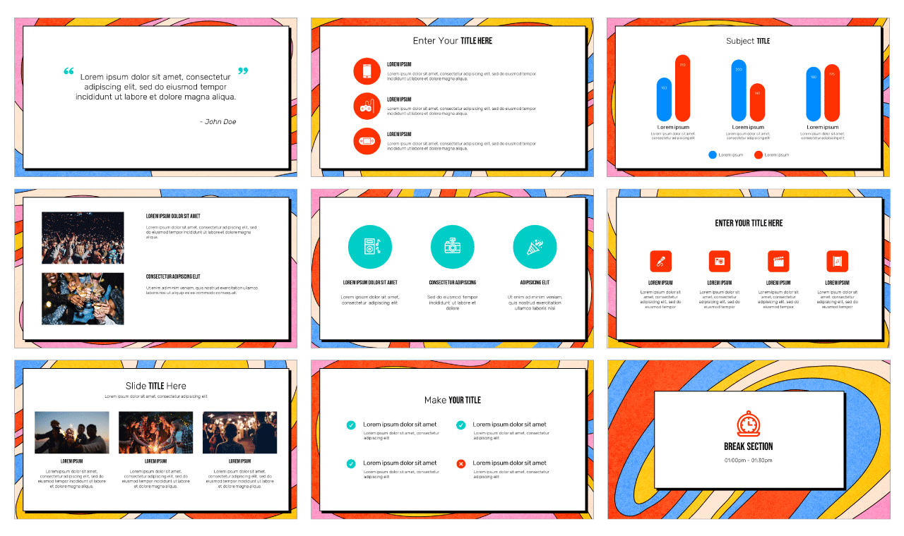 Retro Groovy Psychedelic Google Slides PowerPoint Templates