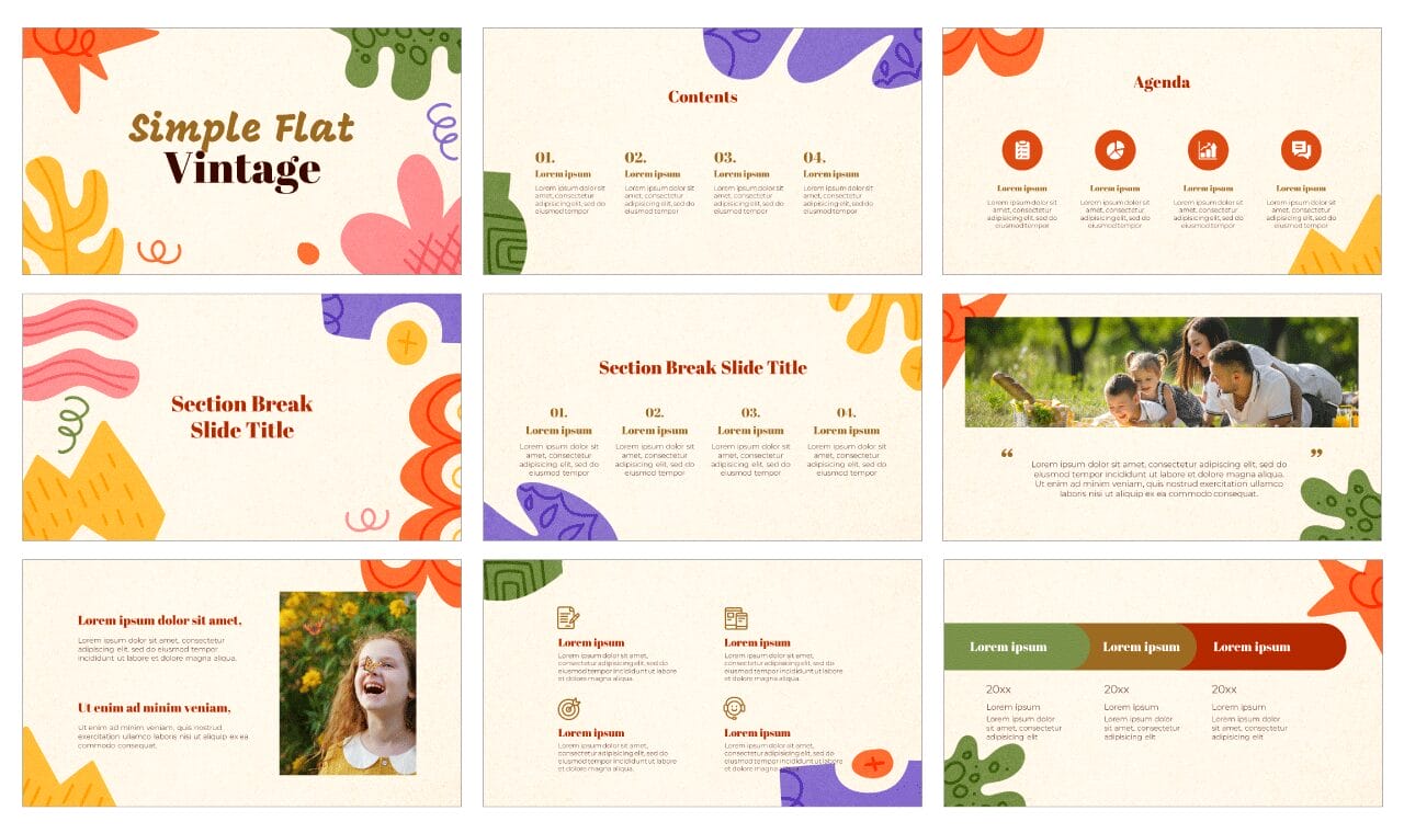 Simple Flat Vintage Google Slides Themes PowerPoint Templates