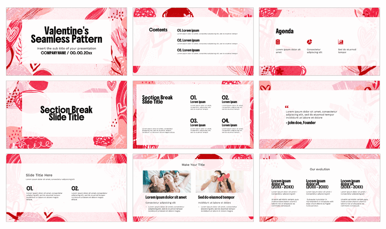Valentine's Seamless Pattern Google Slides PowerPoint Templates