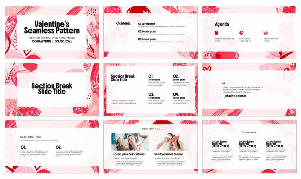 Valentine's Seamless Pattern Google Slides PowerPoint Templates