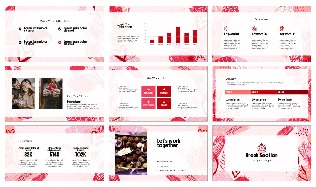 Valentine's Seamless Pattern Google Slides PowerPoint Templates
