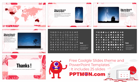 Valentine's Seamless Pattern Google Slides PowerPoint Templates