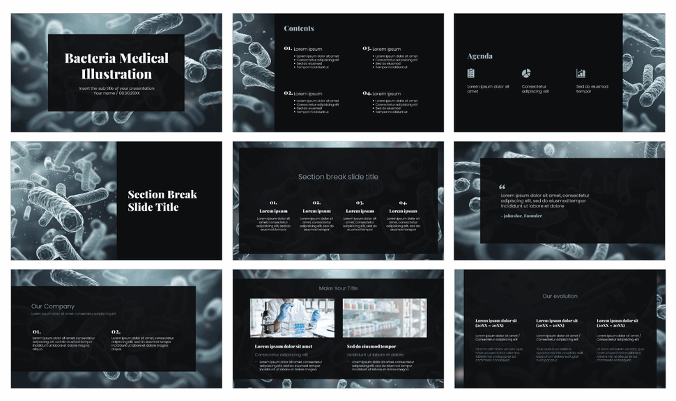 Bacteria Medical Illustration Google Slides PowerPoint Templates
