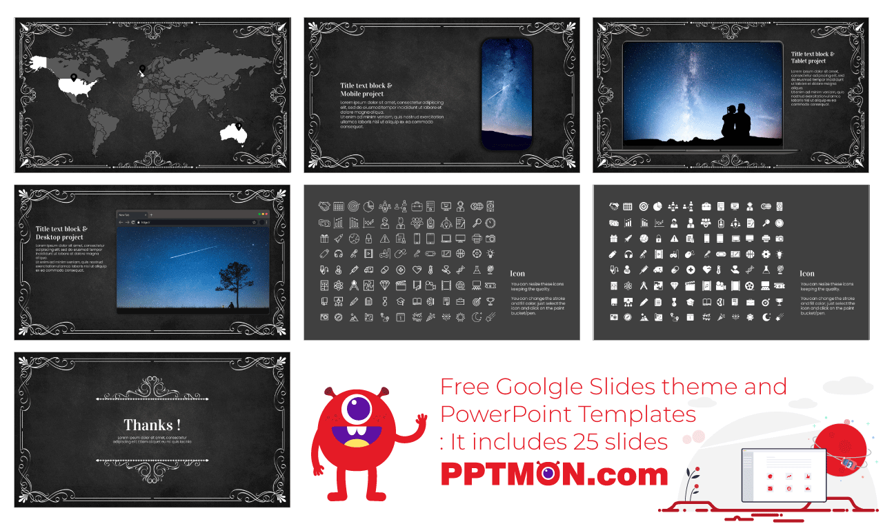 Blackboard Vintage Frame Google Slides PowerPoint Templates