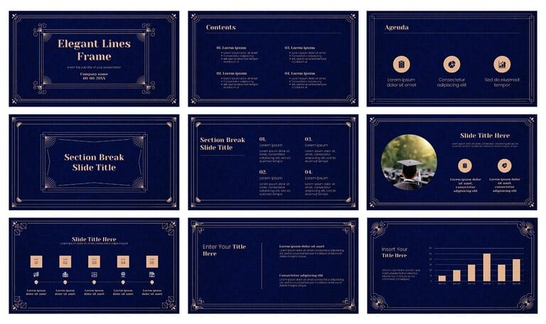 Elegant Lines Frame Google Slides Themes PowerPoint Templates