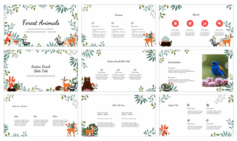 Forest Animals Free Presentation Templates - Google Slides PPT