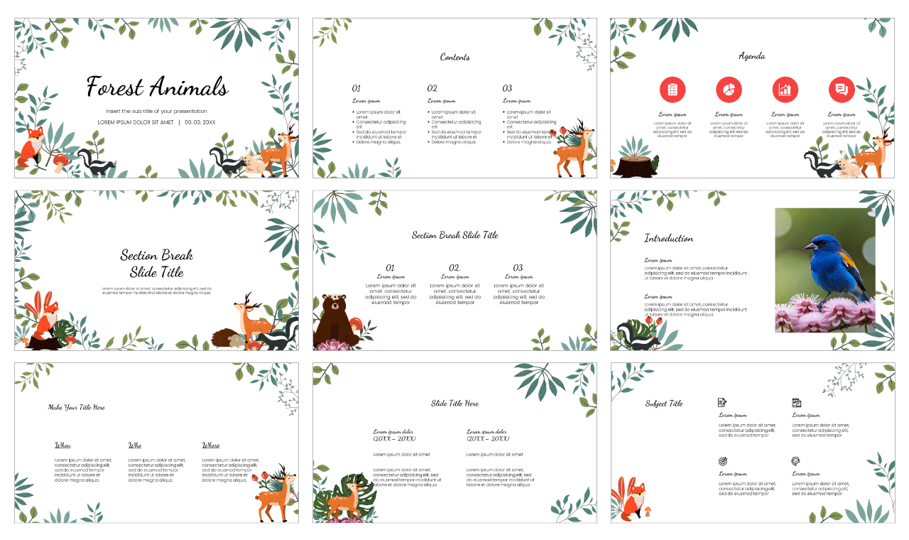 Forest Animals Free Presentation Templates - Google Slides PPT