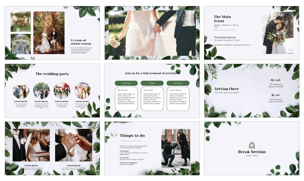 Greeting Cards with Leaves Google Slides PowerPoint Templates