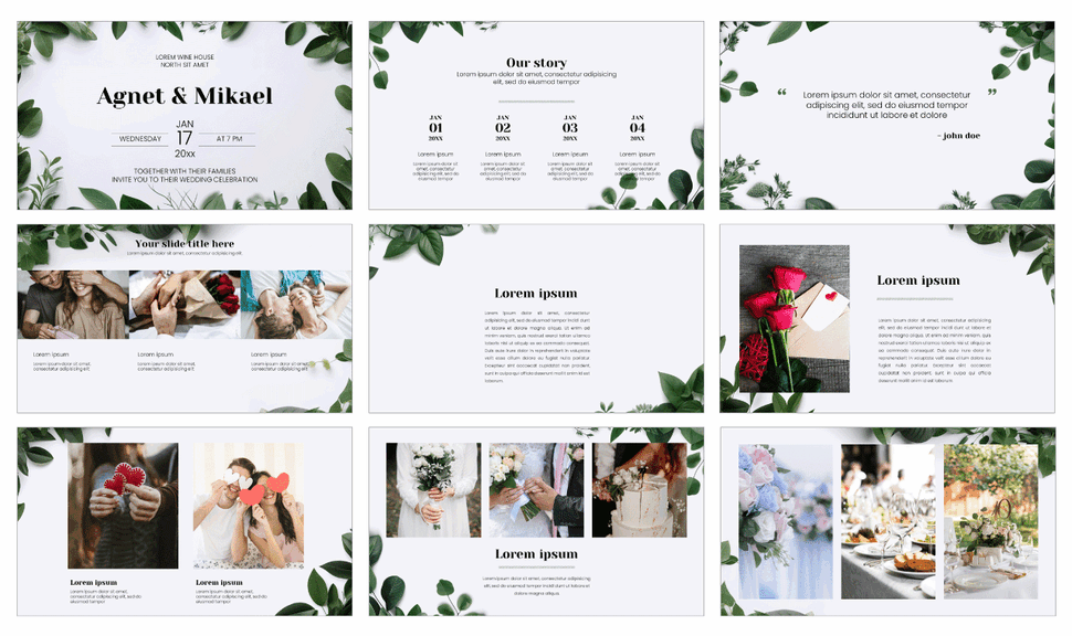 Greeting Cards with Leaves Google Slides PowerPoint Templates