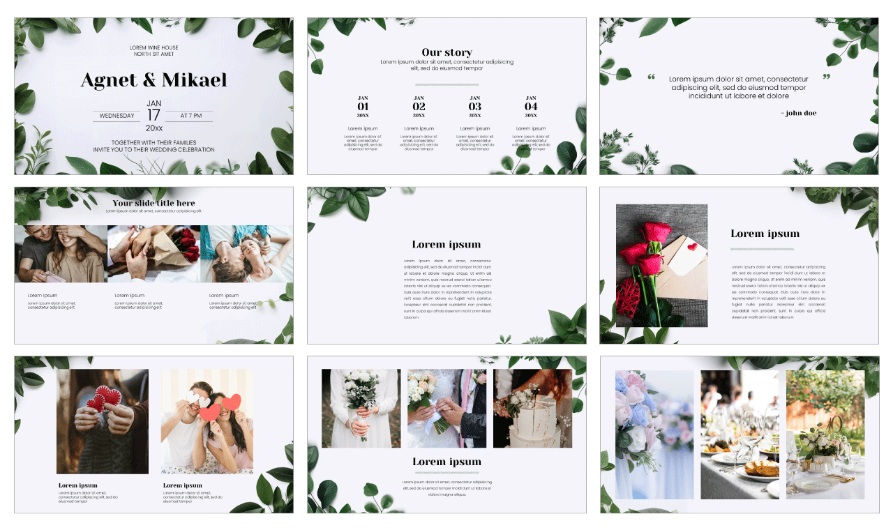 Greeting Cards with Leaves Google Slides PowerPoint Templates