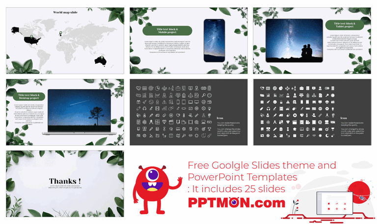 Greeting Cards with Leaves Google Slides PowerPoint Templates