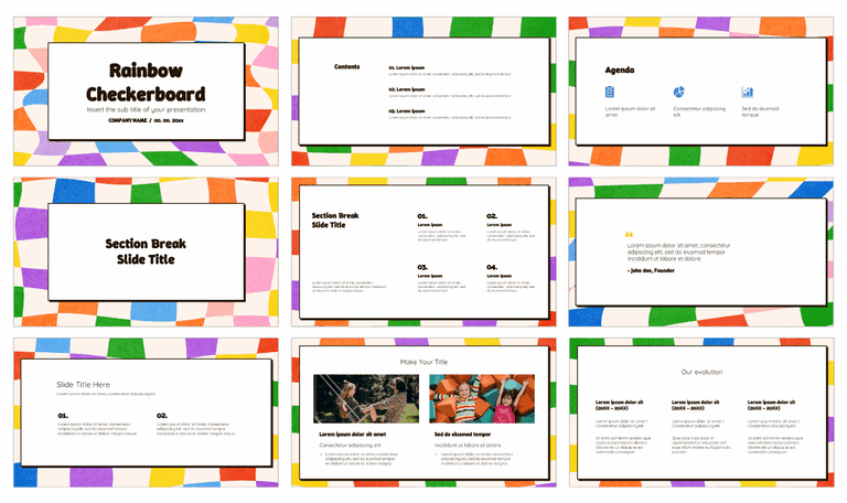 Rainbow Checkerboard Free Google Slides PowerPoint Templates